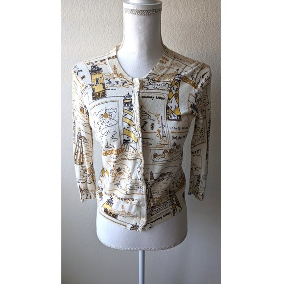 J. Crew | Sweaters | Jcrew Graphic Lighthouse Postcard Cardigan | Poshmark